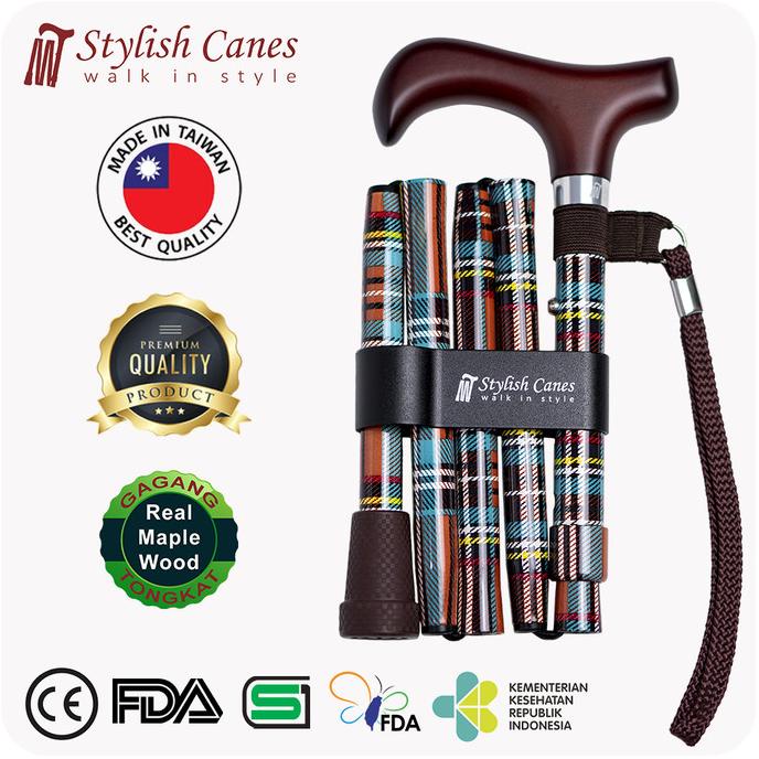 Jual Tongkat Jalan Lipat by Stylish Canes : Tartan Red / Walking Stick ...