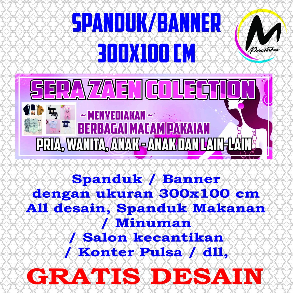 Jual Cetak Spanduk Banner - 300x100 cm - bebas desain | Shopee Indonesia