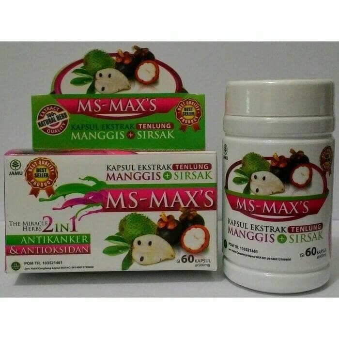 Jual Ms maxs/kapsul extra kulit manggis&daun sirsak/ obat kanker ...