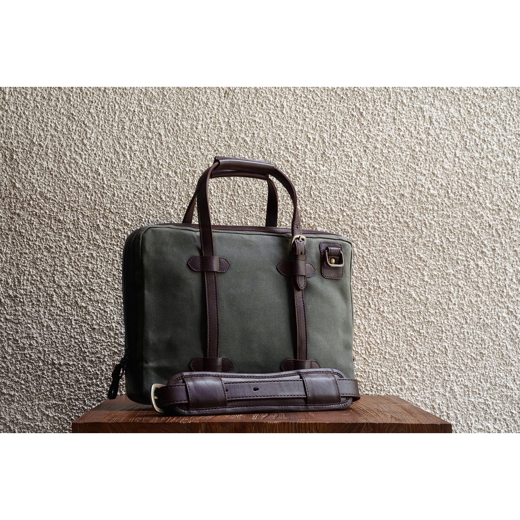 Jual C.O. 13 Olive Waxed Twill Briefcase Laptop Bag | Shopee Indonesia