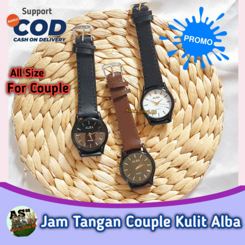 Jual Jam Tangan Couple Wanita Pria Analog Alba Casual Import Kulit Premium Pasangan Anak Remaja ...
