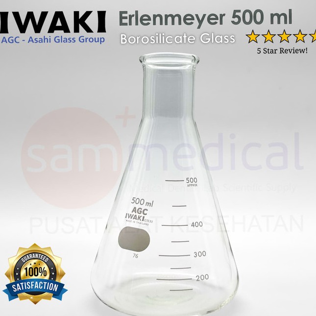 Jual Iwaki Pyrex ERLENMEYER FLASK Gelas Kimia 500 ml | Shopee Indonesia