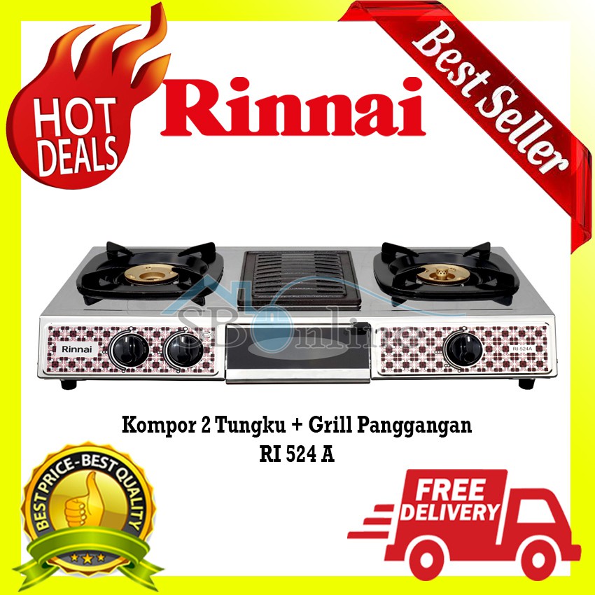 Jual Rinnai Kompor Gas 2 Tungku + Grill Panggangan - RI 524 A | Shopee ...