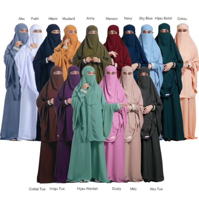 Jual Gamis Syari Polos Set Jilbab Plus Cadar Fatma Syari by Anjani | Shopee Indonesia