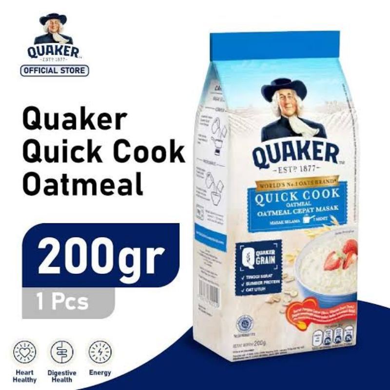 Jual Quaker Quick Cooking Oatmeal 800gr free gift box double food ...