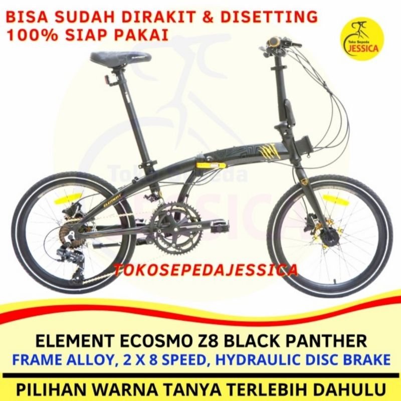 Jual Sepeda Lipat 20 Element Ecosmo Z8 Black Panther Hydraulic Disc ...