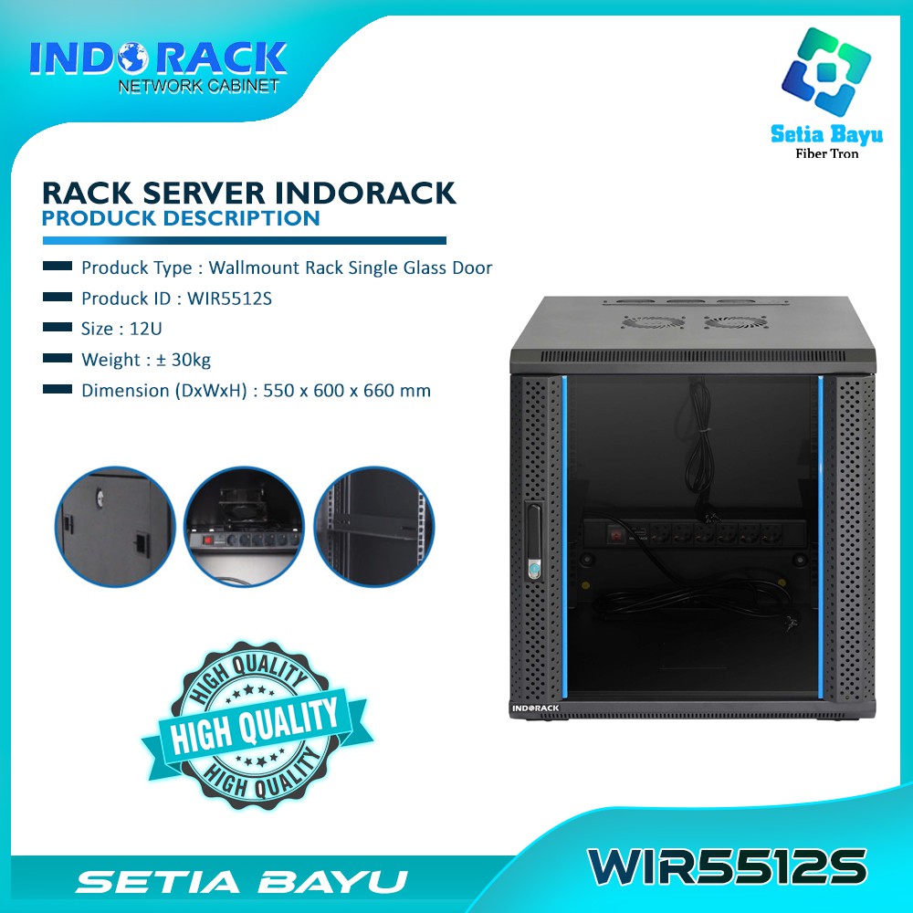 Jual Indorack Wallmount Rack Single Door depth 550 mm WIR5515S - 15U 19 ...