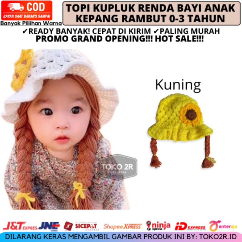 Jual TOPI KUPLUK RENDA BAYI KEPANG RAMBUT BABY HAT WIG KUPLUK WIG ...