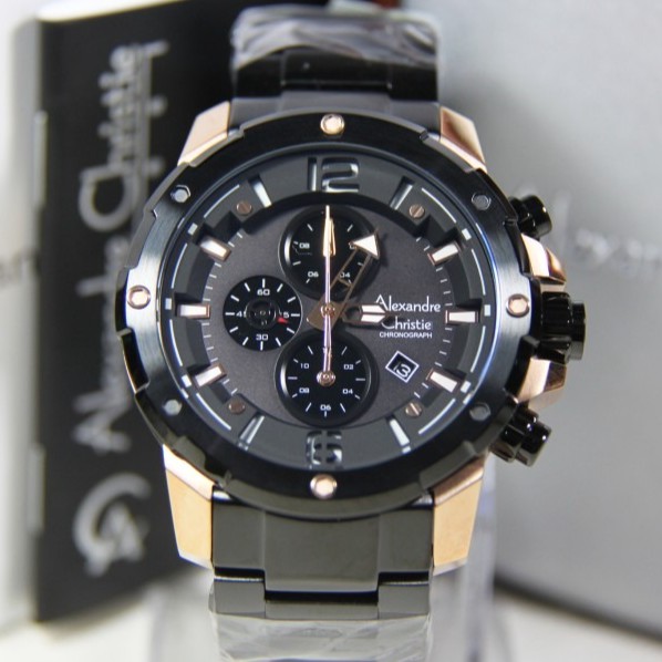 Jual ALEXANDRE CHRISTIE 6410 PRIA ST BLACK ROSEGOLD AC 6410 JAM TANGAN ...