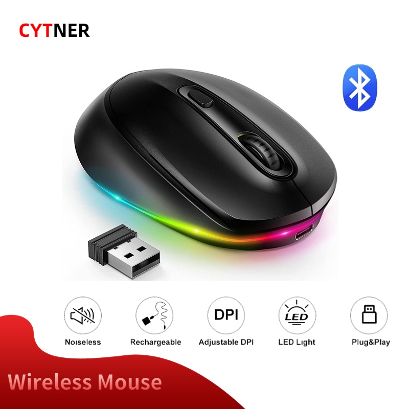 Jual Mouse Wireless Silent Bluetooth LED Charger for Laptop hp USB ...