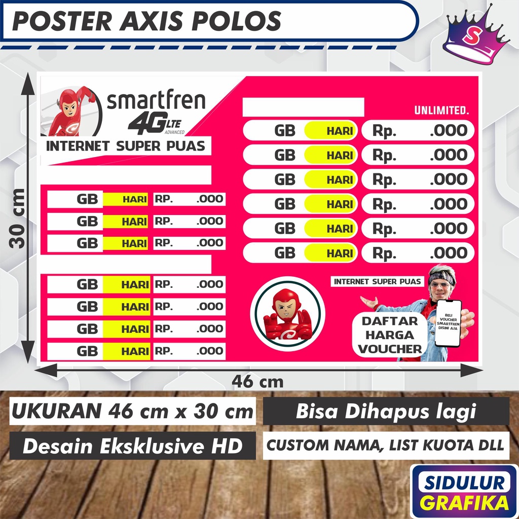 Jual Poster Harga A3 Smartfren Bisa Dihapus SiDulur Cell | Shopee Indonesia