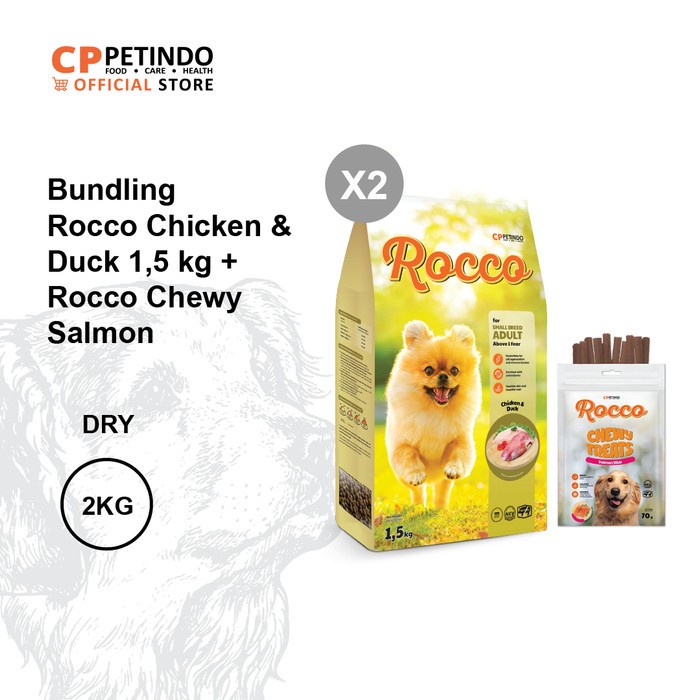 Jual (Bundling) Rocco Chicken & Duck 1,5 kg(2pcs) + Rocco Chewy Salmon ...