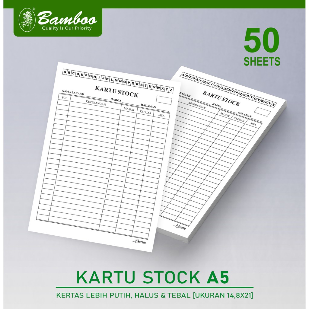 Jual Bamboo Kartu Stock / Stock Card ukuran A5 Potrait [50 Sheets ...