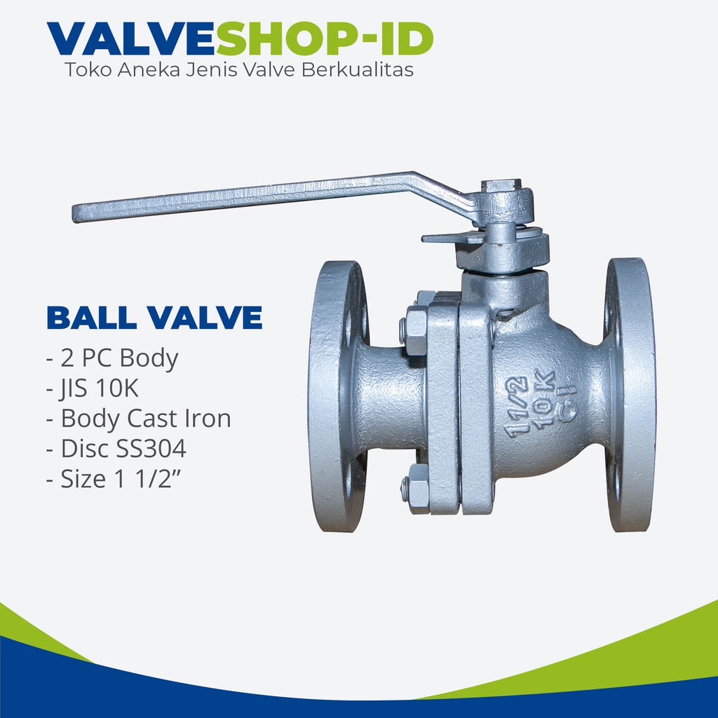 Jual Ball valve 1 1/2" inch JIS 10K Cast Iron | Shopee Indonesia