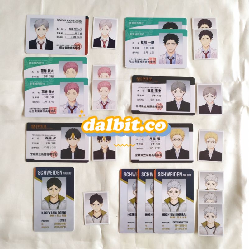 Jual [READY] HAIKYUU ID CARD + ID PHOTO SET BY RIMUMU | LEV, MATSUN ...