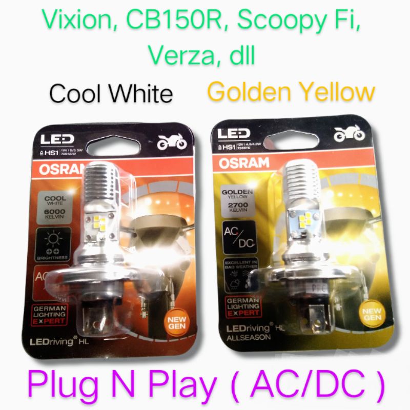 Jual BOLHAM Halogen OSRAM LED HS1 (VIXION, SCOOPY, CB150R). Sinar PUTIH dan Kuning. | Shopee ...