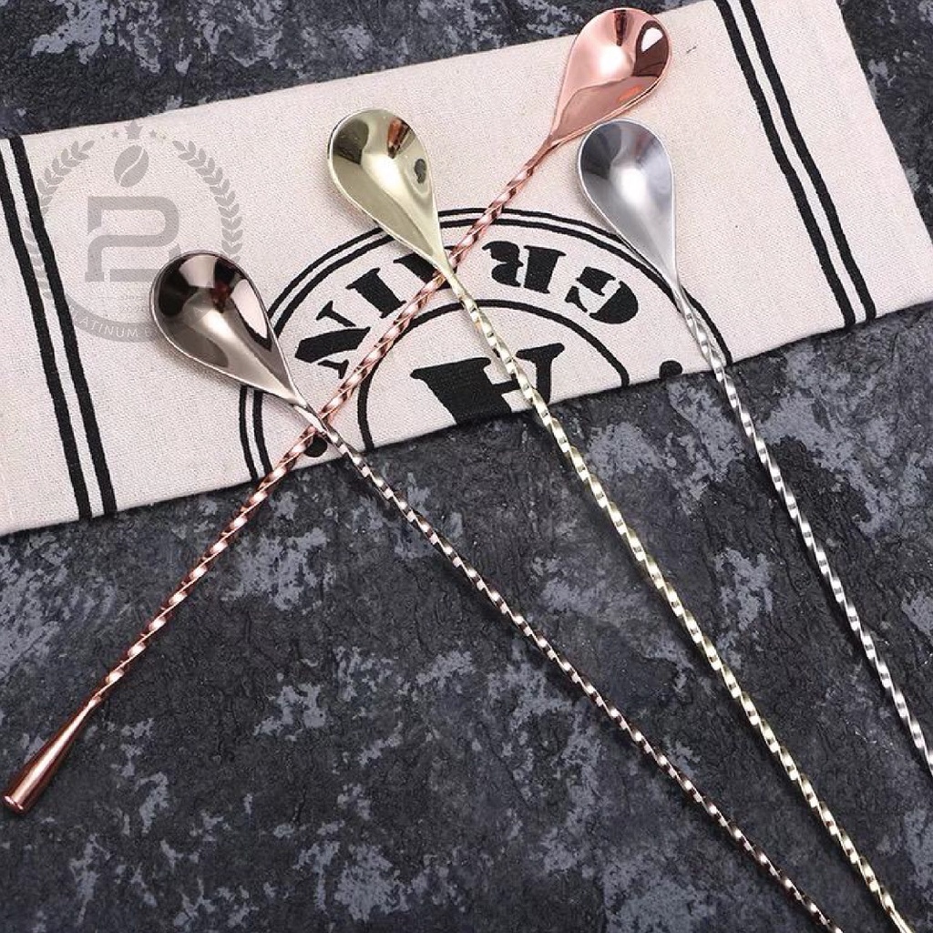 Jual SUS304 Long Bar Spoon Stainless Steel Mixer Cocktail Sendok Aduk ...