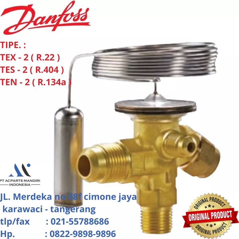 Jual expansion valve danfoss TE 2 series ( TEX 2 / TEN 2 / TES 2 ...