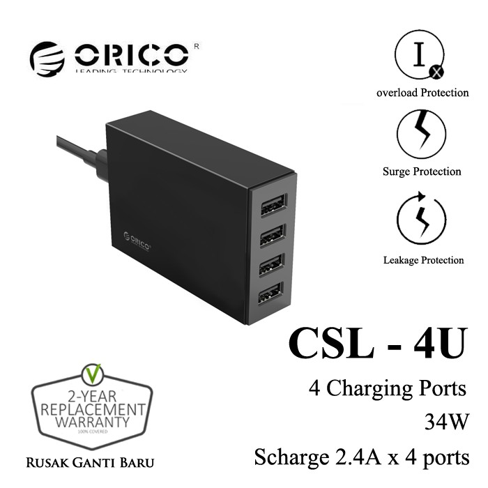 Jual ORICO CSL-4U 4 Port USB Desktop Charger | Shopee Indonesia