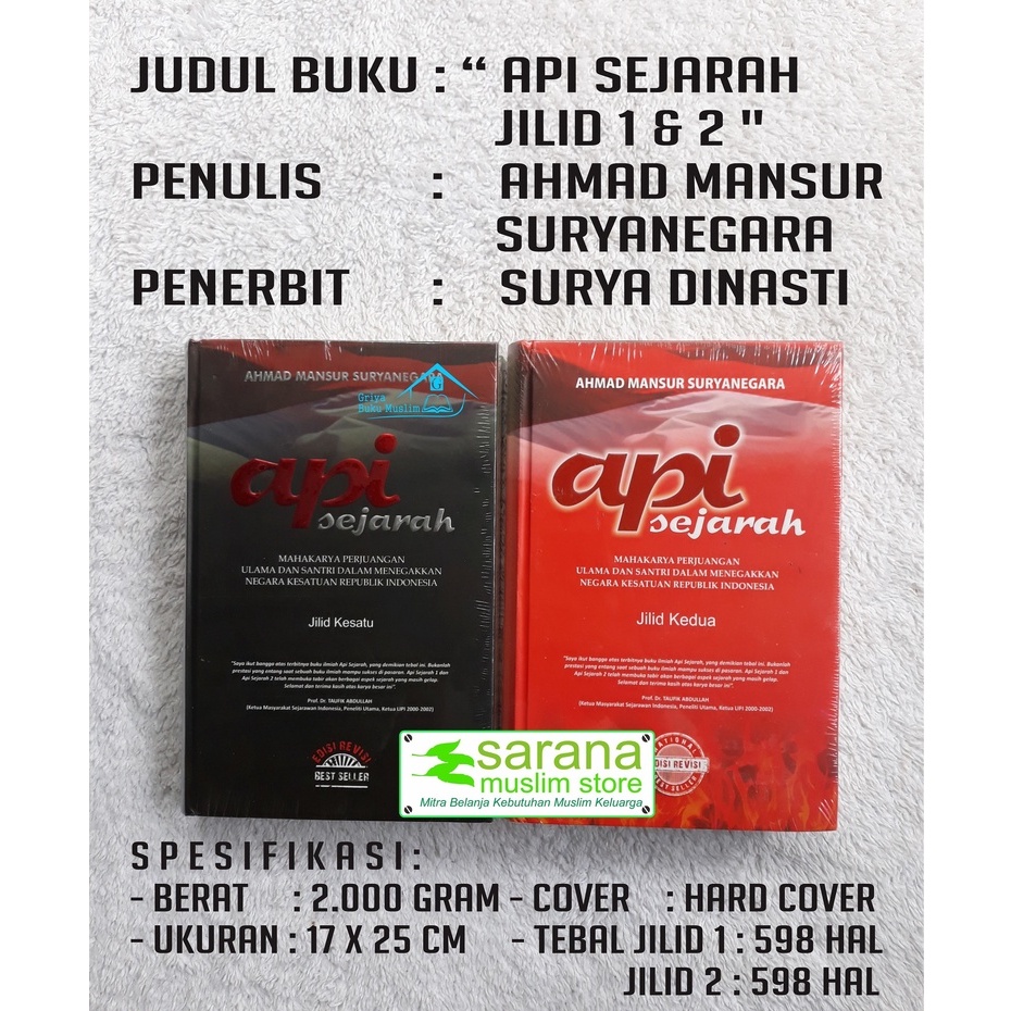 Jual BUKU API SEJARAH AHMAD MANSHUR SURYANEGARA 2 JILID LENGKAP ...