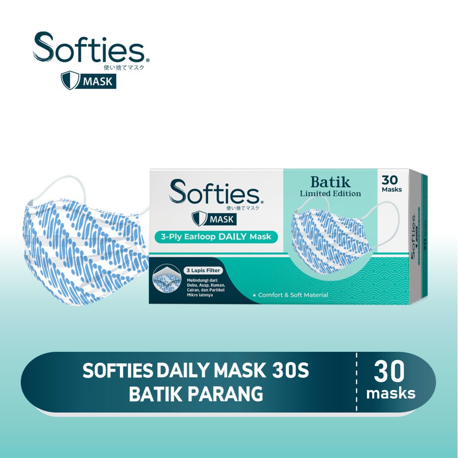 Jual Masker Softies Mask Spesial edisi BATIK 3ply isi 30 Pcs - Motif ...