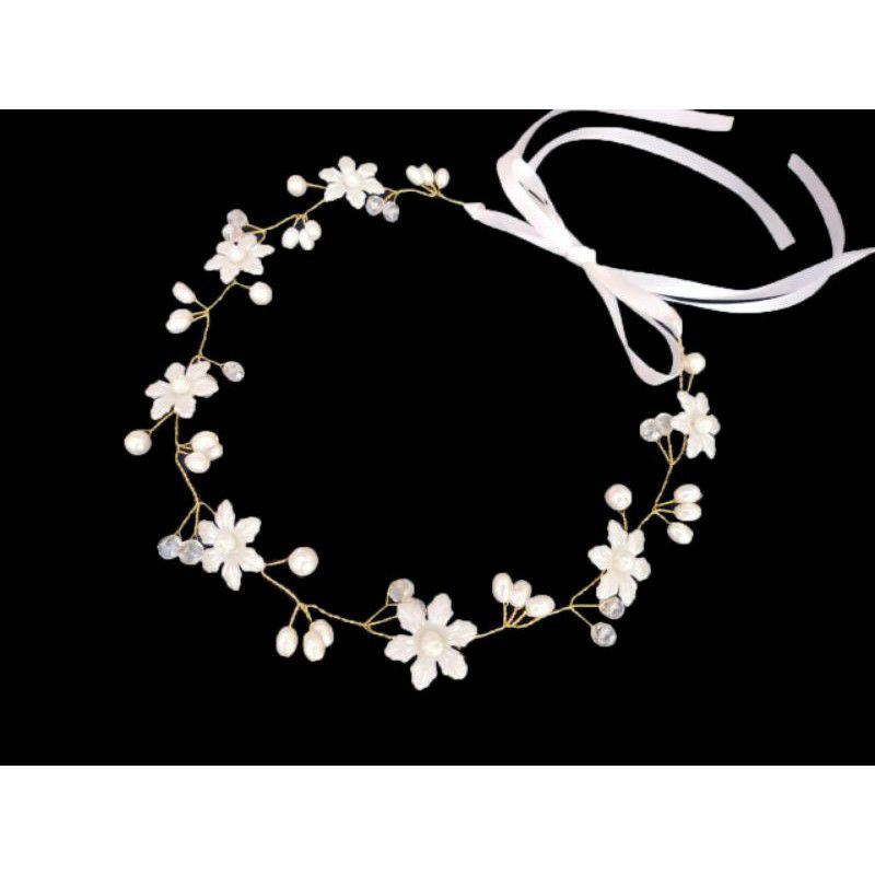 Jual HEADPIECE/HAIR VINE/ CROWN HIJAB/HIASAN RAMBUT BUNGA+MUTIARA ...