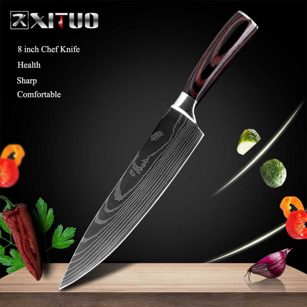 Jual Pisau Dapur Chef Damascus Pattern | Shopee Indonesia