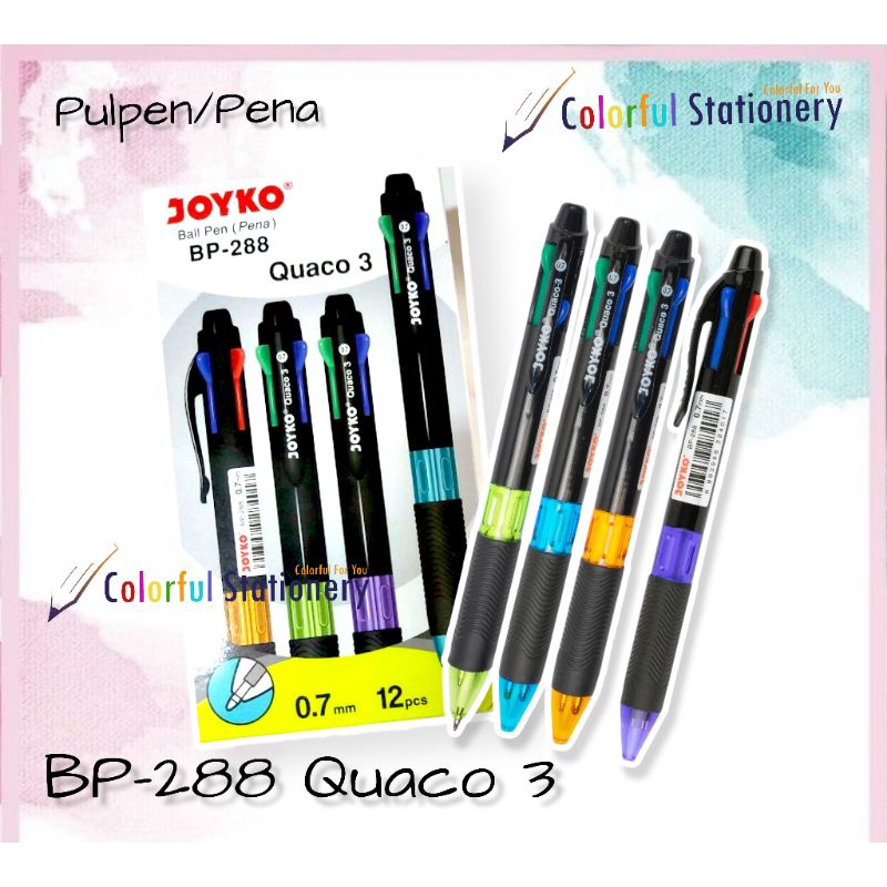 Jual Pulpen / Ballpoint Joyko 4 Warna QUACO 3 BP-288 (Pcs) | Shopee ...