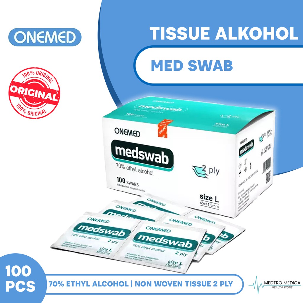 Jual TISSUE ALKOHOL MEDSWAB ONEMED 2 PLY BOX ISI 100 PCS/ALCOHOL WIPES ...