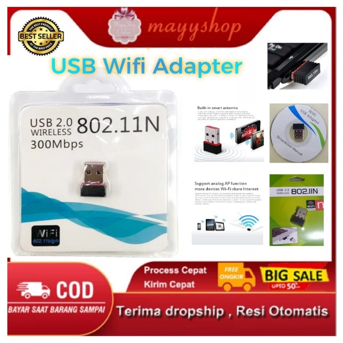 Jual Usb Wifi Wireless Adapter Network USB Wifi Dongle 300Mbps | Shopee Indonesia