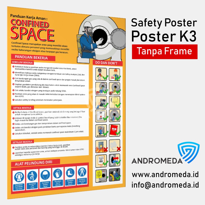 Jual Safety Poster K3 : Panduan Kerja Aman Confined Space Ruang ...