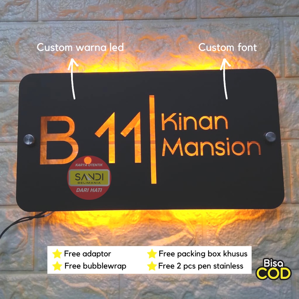 Jual PAPAN NOMOR RUMAH LED ACRYLIC | NOMER RUMAH LED ACRYLIC | NO RUMAH ...