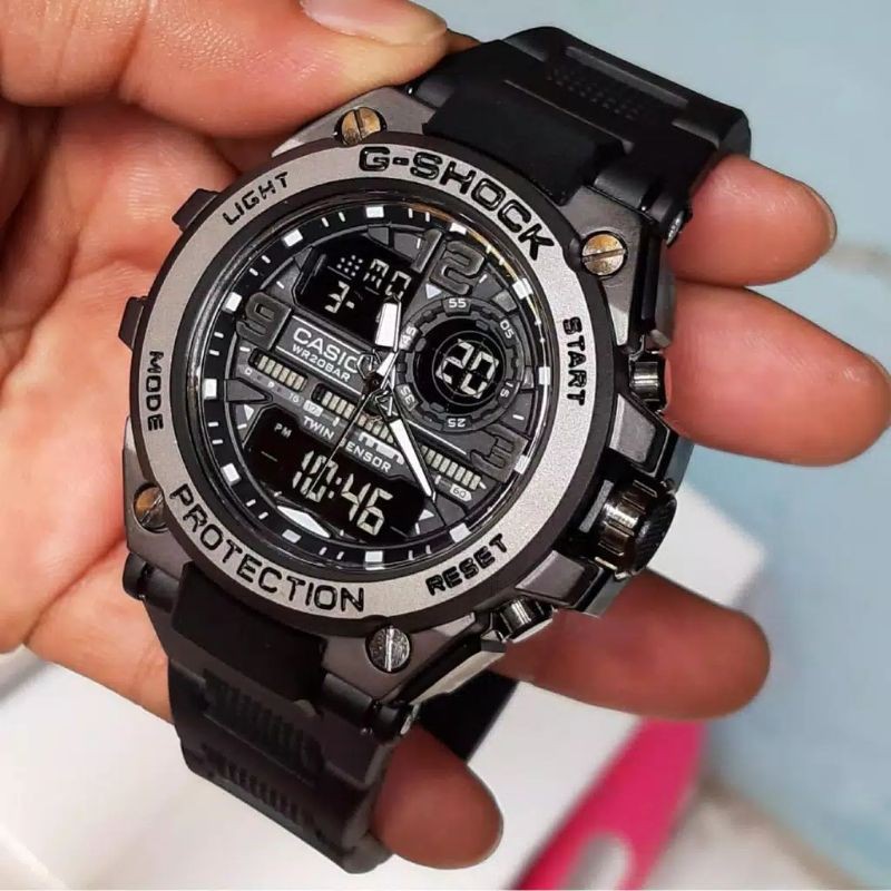 Jual JAM G SHOK PRIA KEPALA BESI DUAL TAEM | Shopee Indonesia