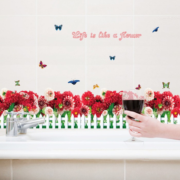 Jual Stiker Dinding / Kaca / Wall Sticker (Bunga Krisan Merah Dalam ...