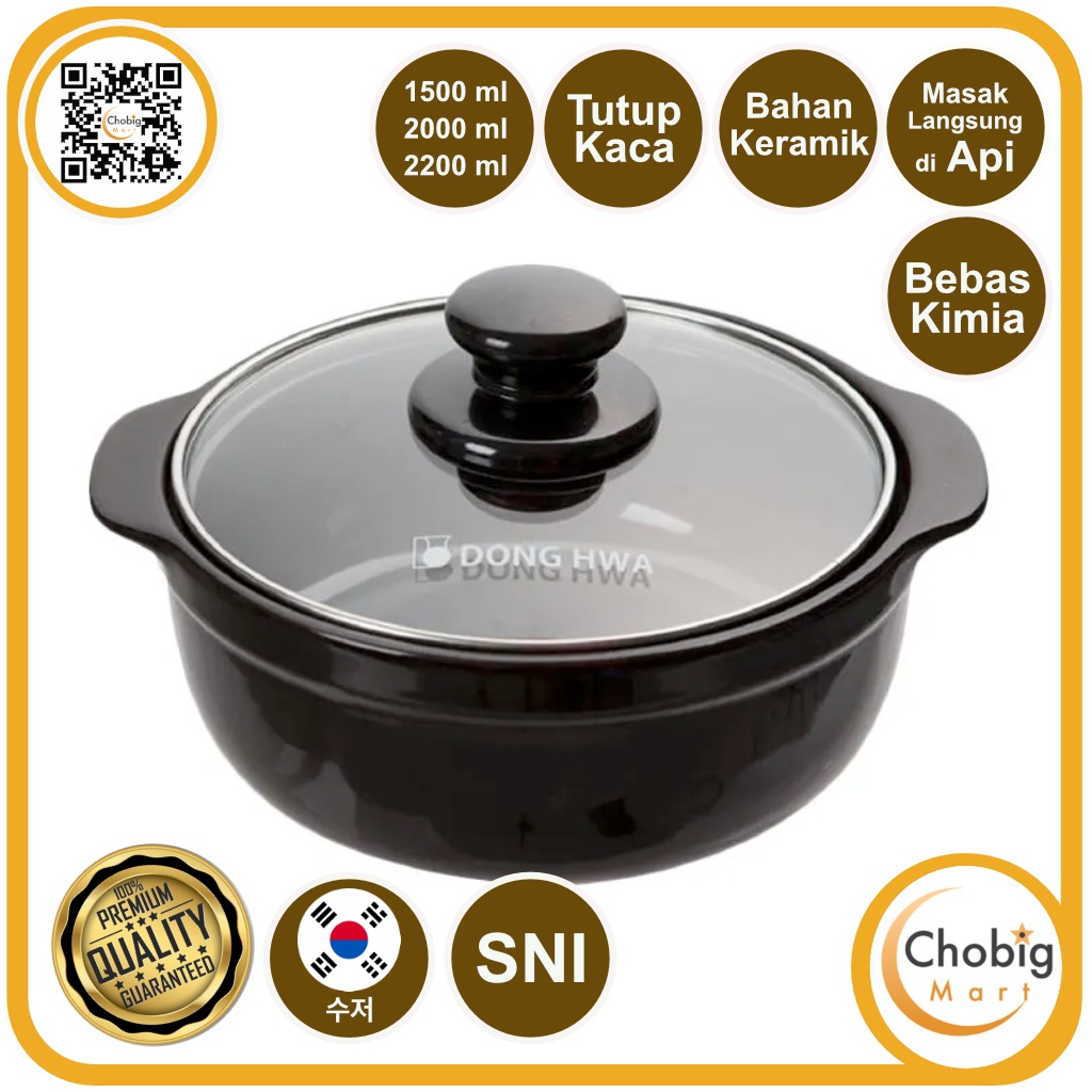 Jual CHOBIG Panci Mangkok Keramik Korea Tutup Kaca Ttukbeqhi Ceramic Pot 1500 ml 2000 ml 2200 ml ...
