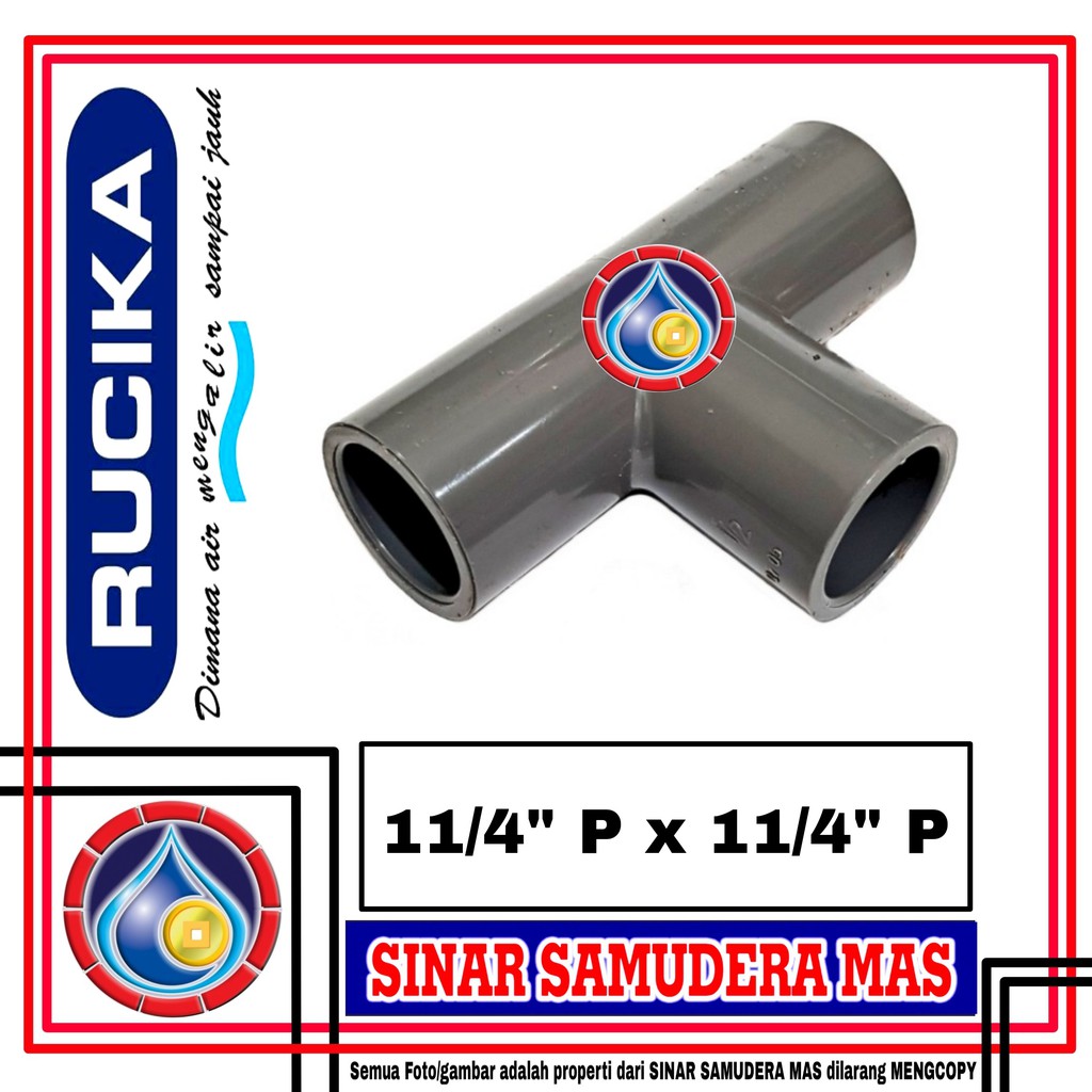 Jual TEE PVC POLOS 11/4 in x 11/4 in Rucika - TEE PVC - TIE PIPA - TEE ...