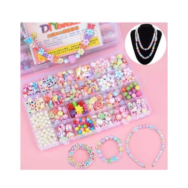 Jual Mainan edukasi satu SET DIY Beads Meronce Manik Manik Kalung ...