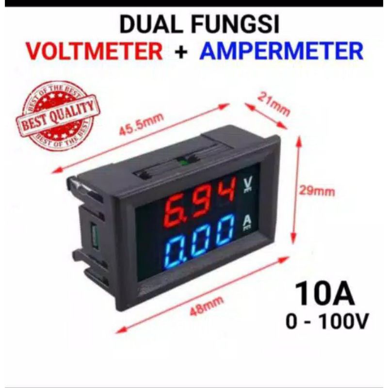 Jual Volt meter dan Amper meter DC digital volt meter digital Amper meter digital dc 0-100v 10A ...