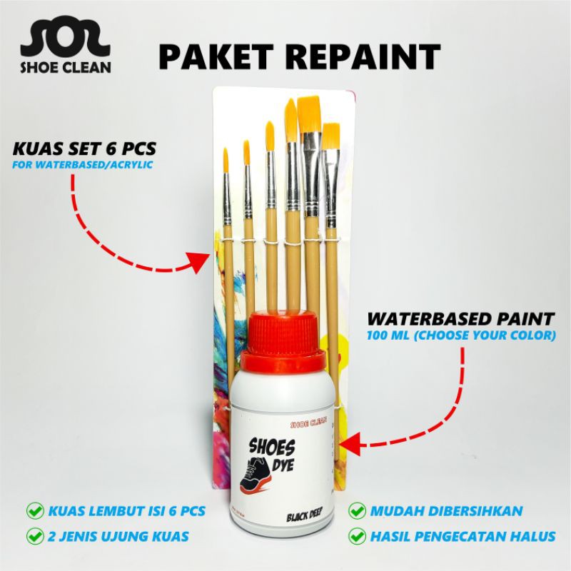 Jual Paket Repaint Sepatu Canvas, Suede | Cat Sepatu Waterbased + Kuas ...