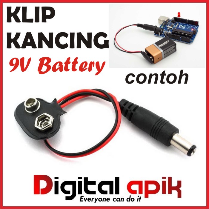 Jual KLIP Kancing Baterai 9V Kotak 9 V Battery Arduino Uno Mega Clip ...