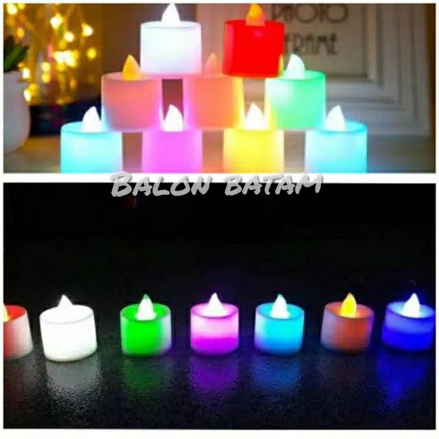 Jual Lilin Mini LED warna warni 3.6x4.4cm | Shopee Indonesia
