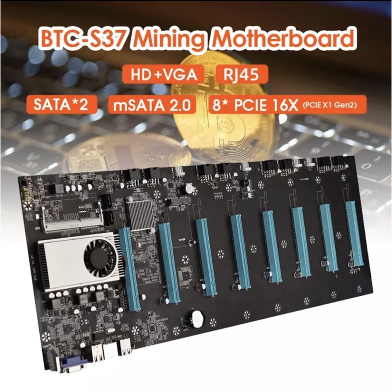 Jual BTC S37 MOTHERBOARD MINING S-37 8 GPU 8 VGA INCLUDE PROCESSOR ...
