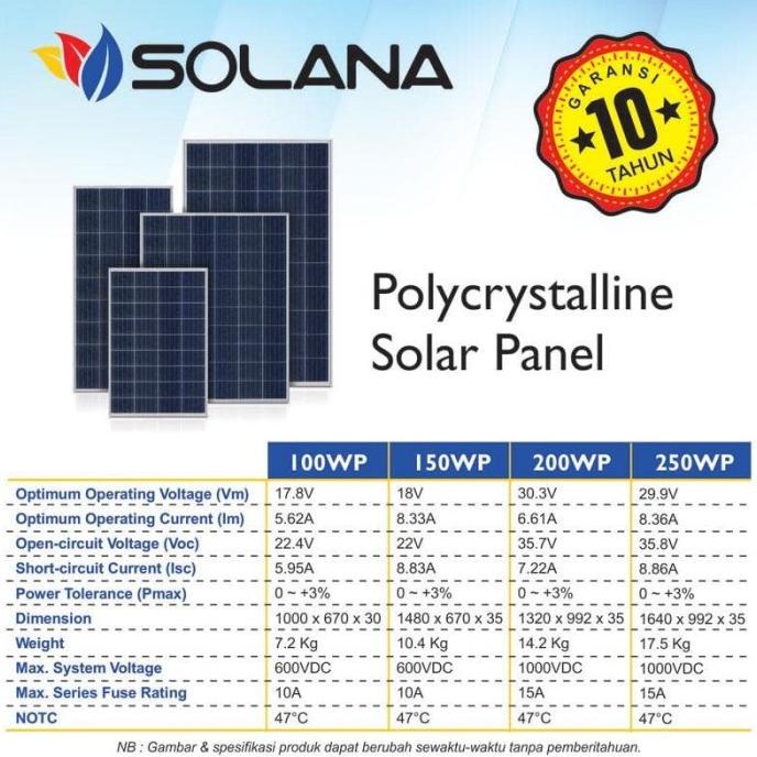 Jual Solana Panel Surya Solar Panel Polycrystaline 200 WP | Shopee ...