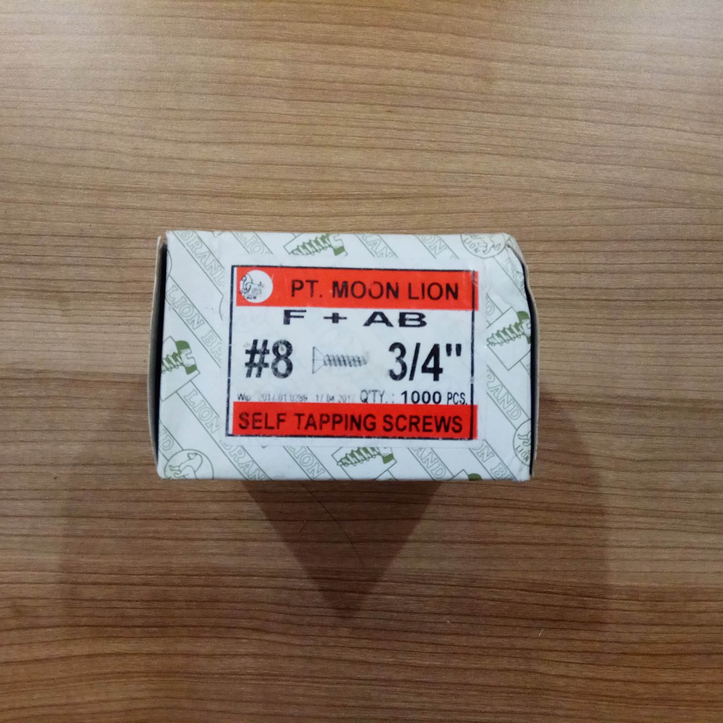 Jual Skrup Tapping Screw FH Sekrup Kepala Rata 8 x 3/4" Inch Lion 1000 ...