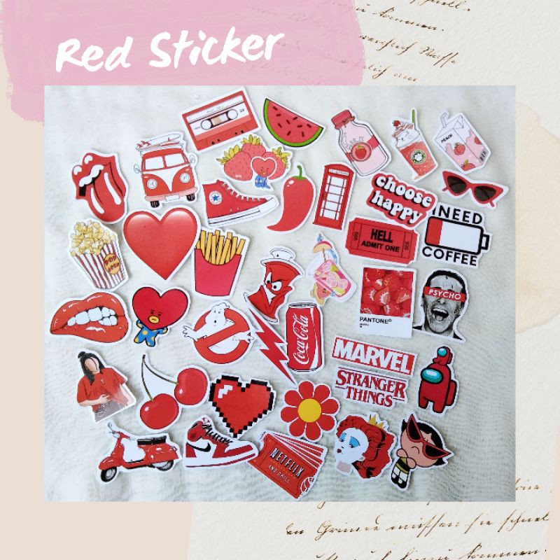 Jual STIKER DECORATION SCRAPBOOK RED SERIES | Shopee Indonesia