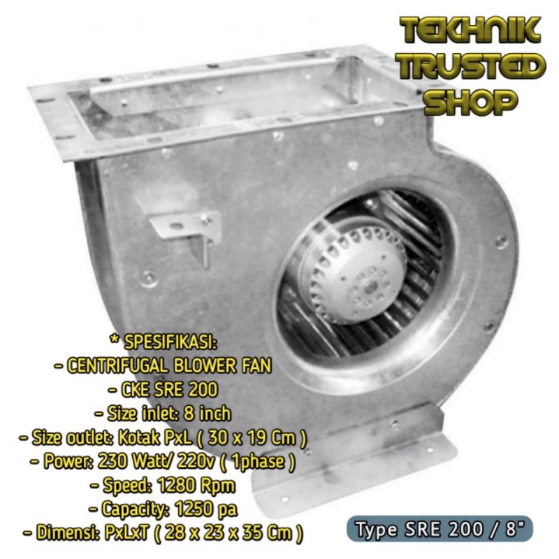 Jual Centrifugal blower hisap SRE 200 230 Watt Exhaust fan keong ...