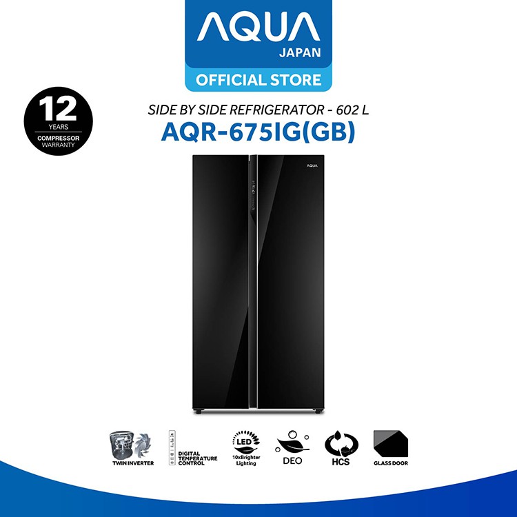 Jual AQUA Japan AQR-675IG(GB) Side by Side Refrigerator, Inverter ...