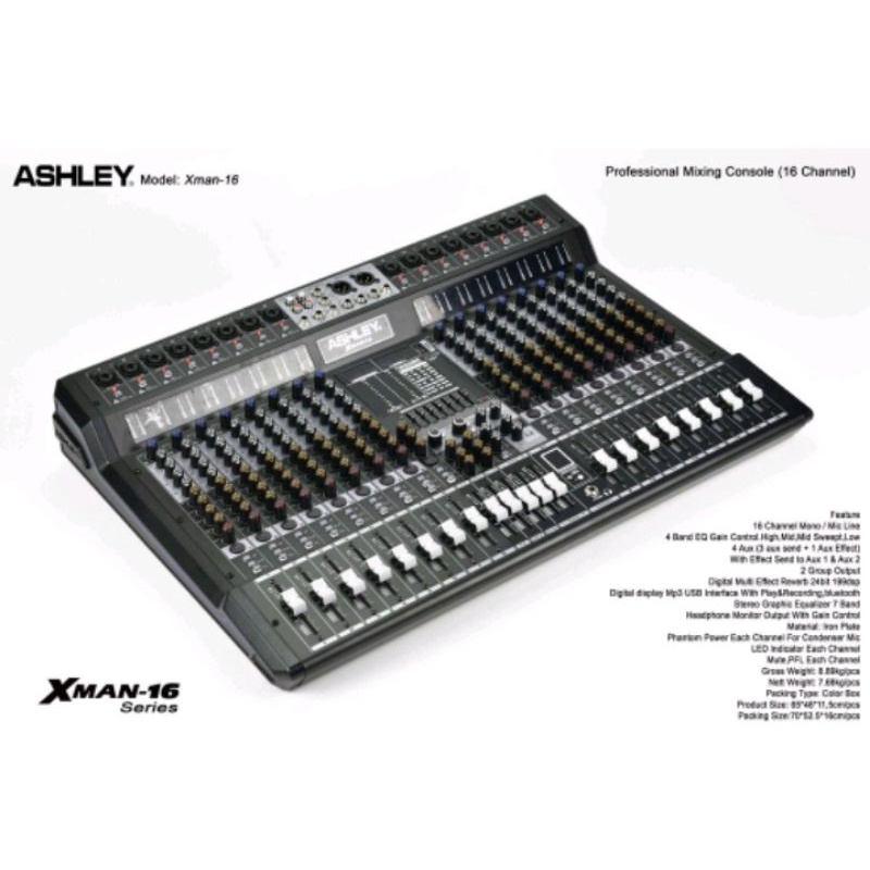 Jual mixer ashley XMAN16 original mixer 16channel mono/mic Line mixer ...