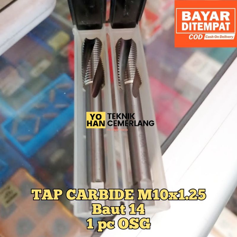 Jual OSG Tap Carbide M10 x 1.25 Handtap ulir baut 14 untuk bahan keras ...