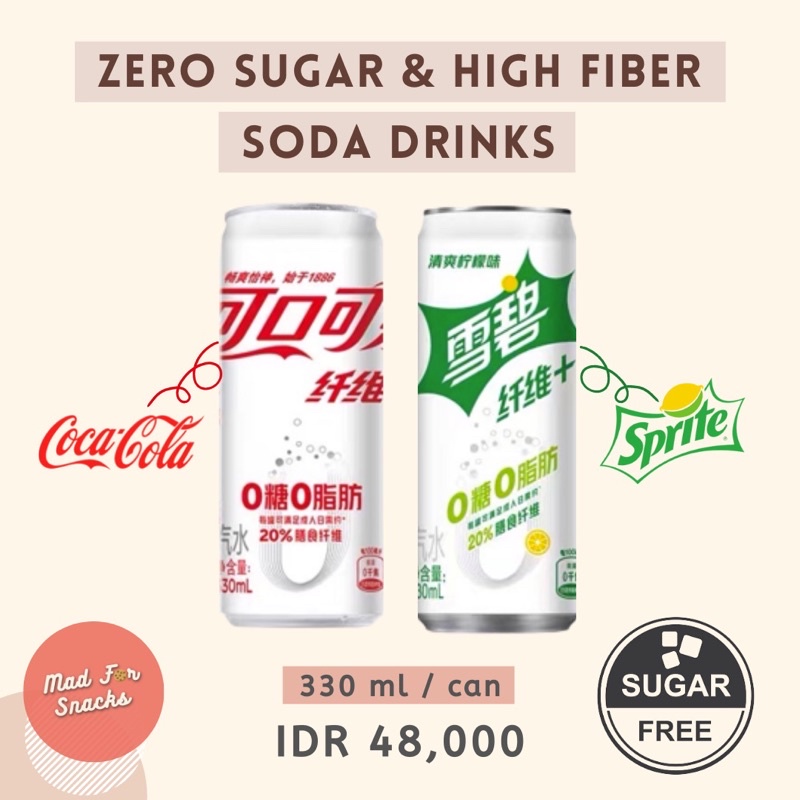 Jual Coca Cola CocaCola & Sprite Zero Sugar and High Fiber Soda Drinks ...